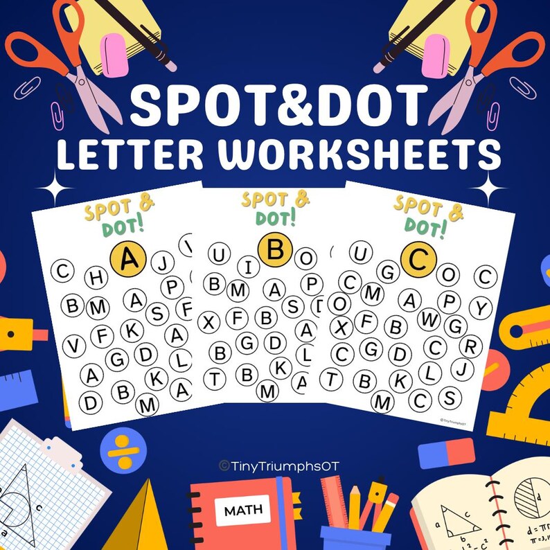 Spot & Dot Letter Identification Worksheets - Etsy