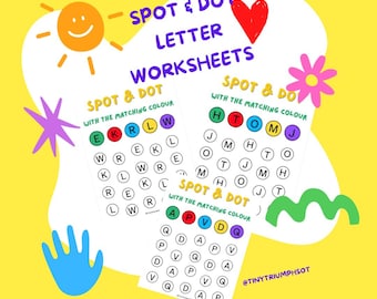 Spot & Dot Uppercase Letter Identification Worksheets | Color-matching ...