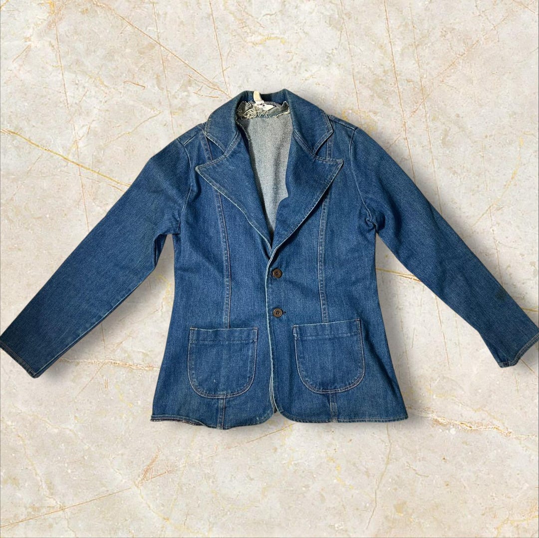 Vintage 1970s Wrangler Denim Blazer Women's Large Retro Western Jean Jacket V06 - Etsy