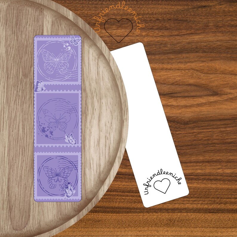 Purple Butterfly Bookmarks | Aesthetic Laminated 2x7 Inch | One-sided ...