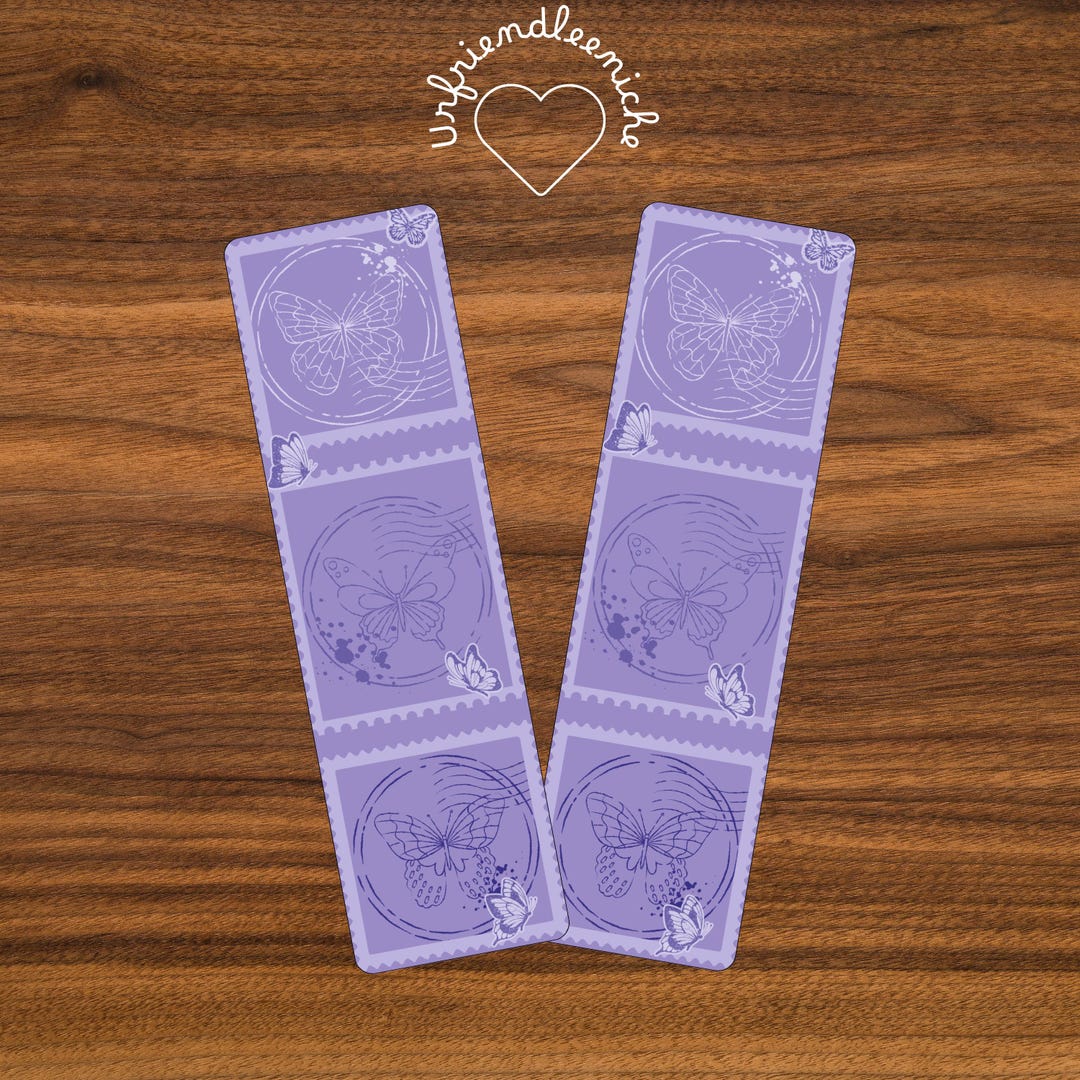 Purple Butterfly Bookmarks | Aesthetic Laminated 2x7 Inch | One-sided ...