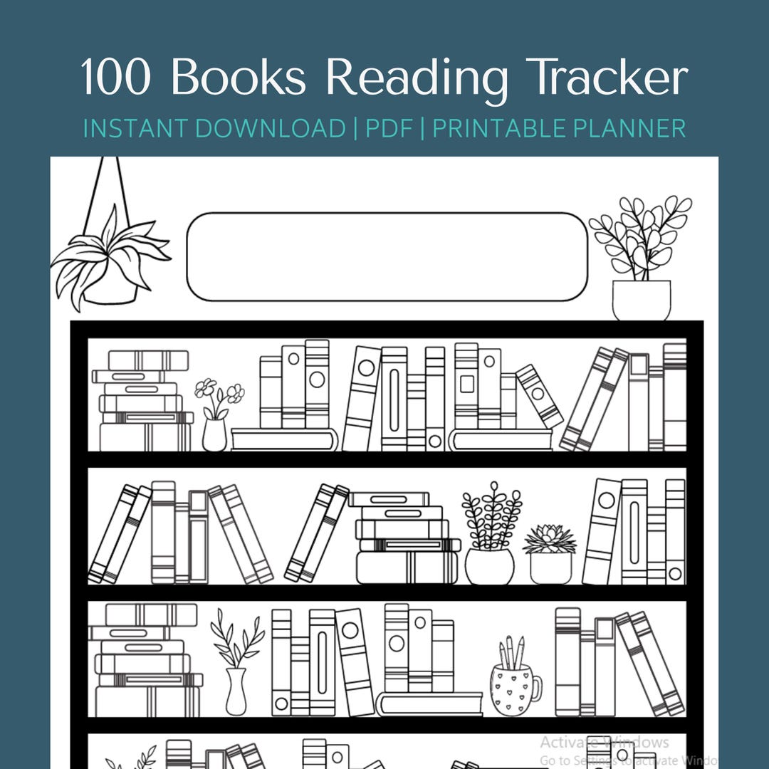 100 Books Reading Tracker: Printable Bookshelf Reading Log (a4/a5 ...