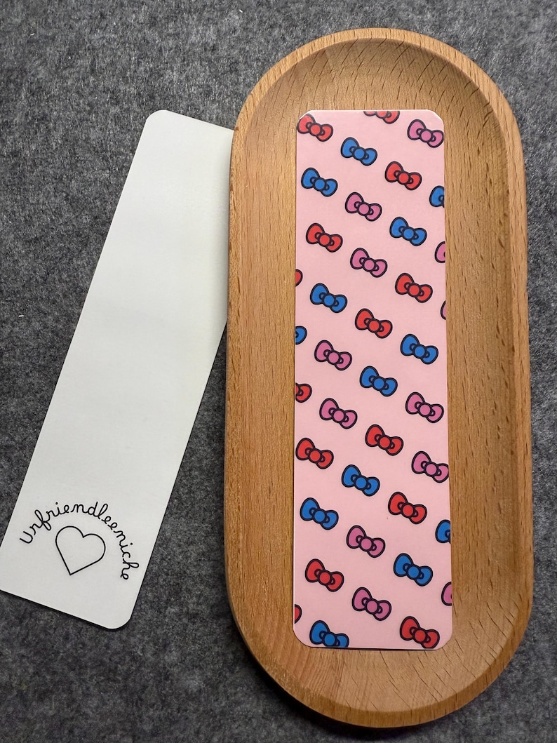 Hello Kitty Bow Bookmark | Laminated 2x7" One-sided Cute Pink Bookmark ...
