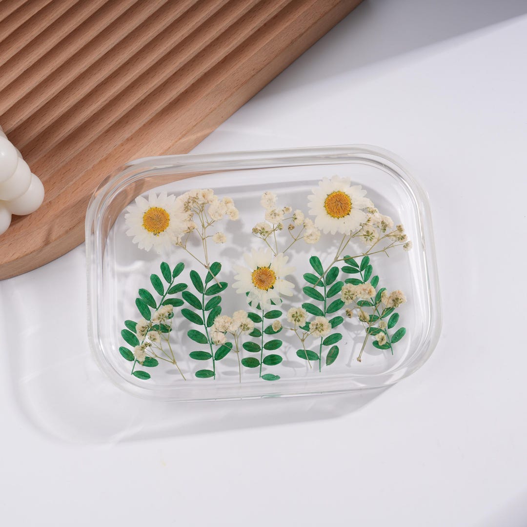 Daisy Resin Trinket Dish,rectangle Decorative Tray With Flower, Catch ...