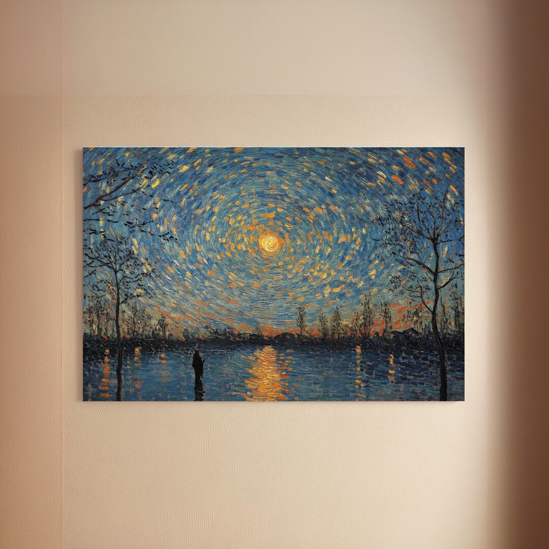 Starry Night, Van Gogh Starry Night Print, Abstract Oil Painting Canvas ...