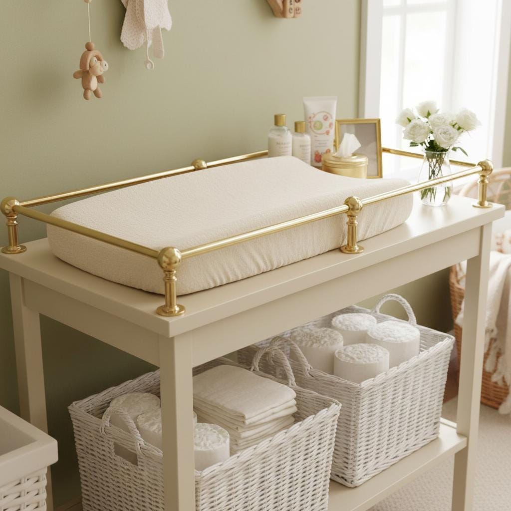 Solid Brass Changing Table Safety Rail, Handmade Gallery for Nursery ...