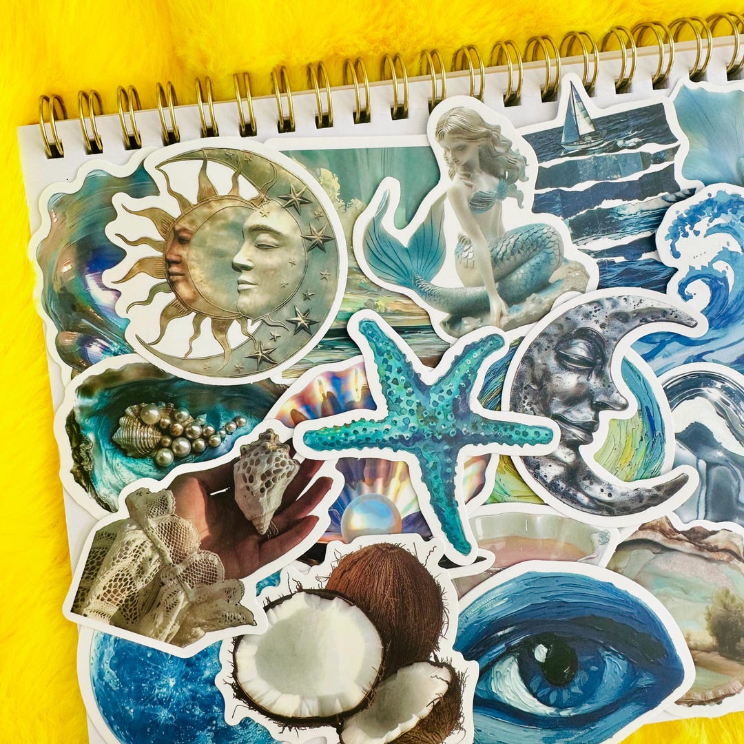50PCS Blue Ocean Stickers, Sea Sticker Pack for Bullet Journal Diary ...