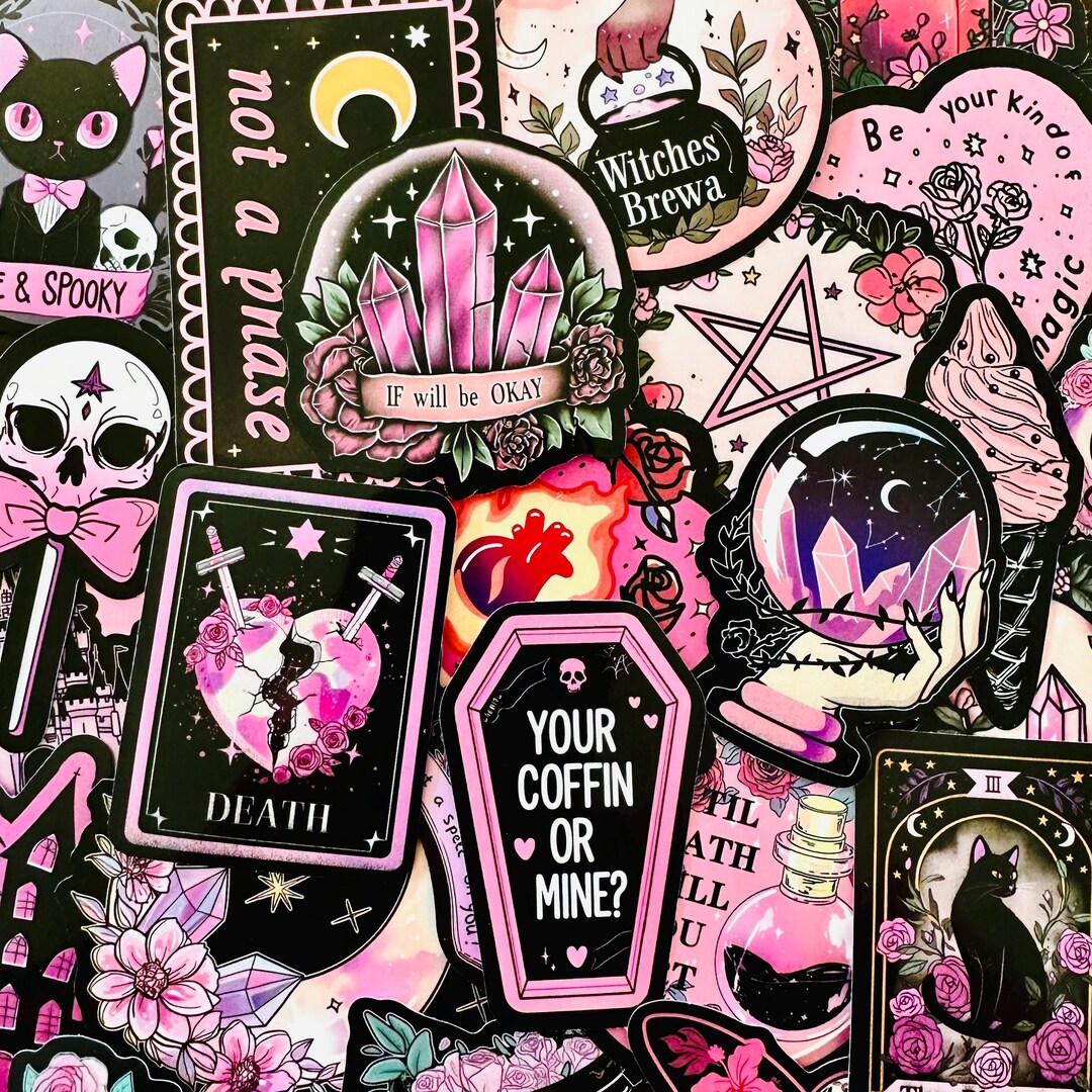 50 Aesthetic Gothic Stickers, Dark Witchy Stickers, Pastel Goth Sticker ...