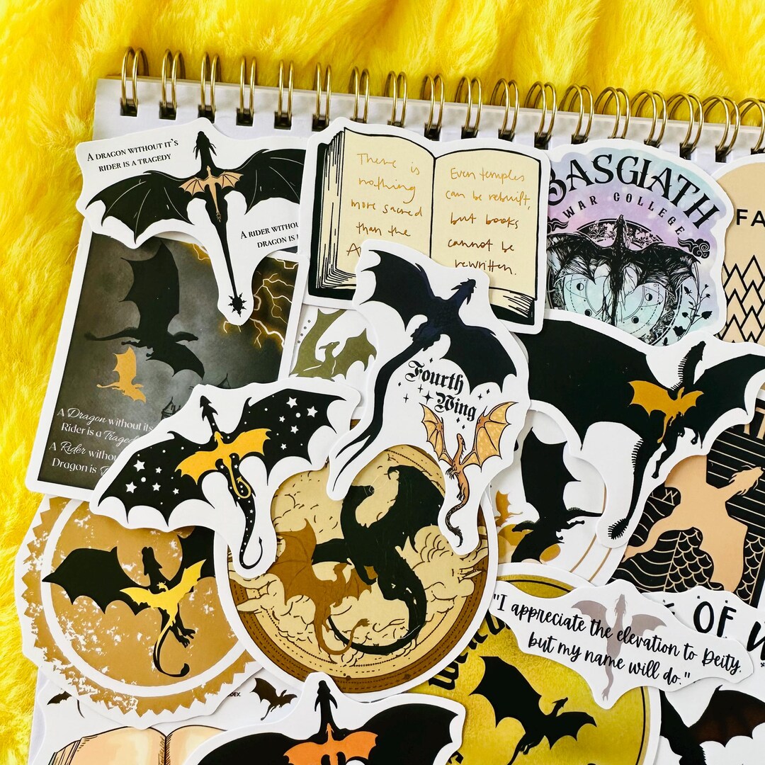 50 Fourth Wing Dragon Stickers, Empyrean Series, Bookish Vinyl Decals ...