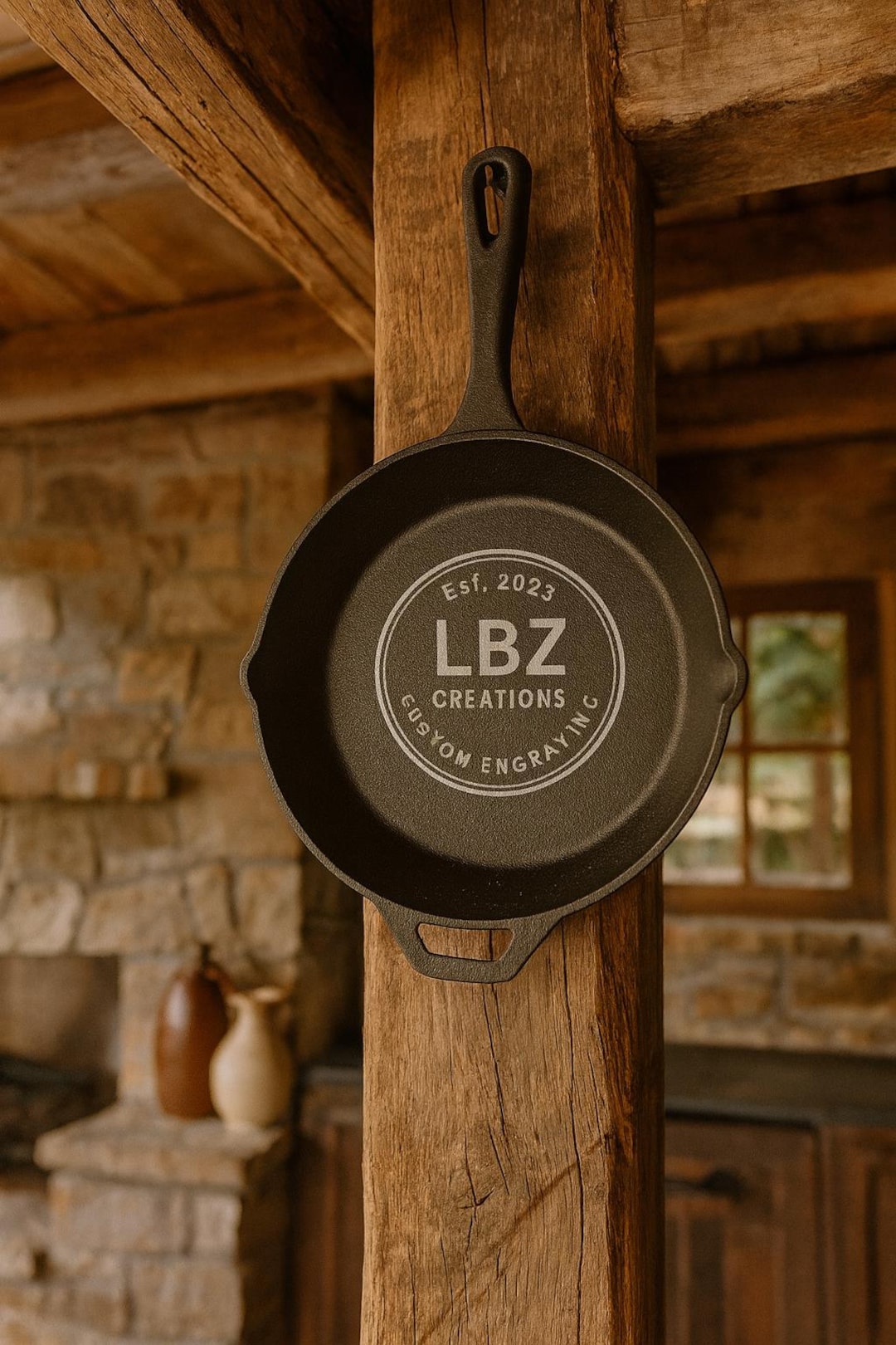 Personalized Cast Iron Skillet 10.25" | Engraved Frying Pan, Rustic ...