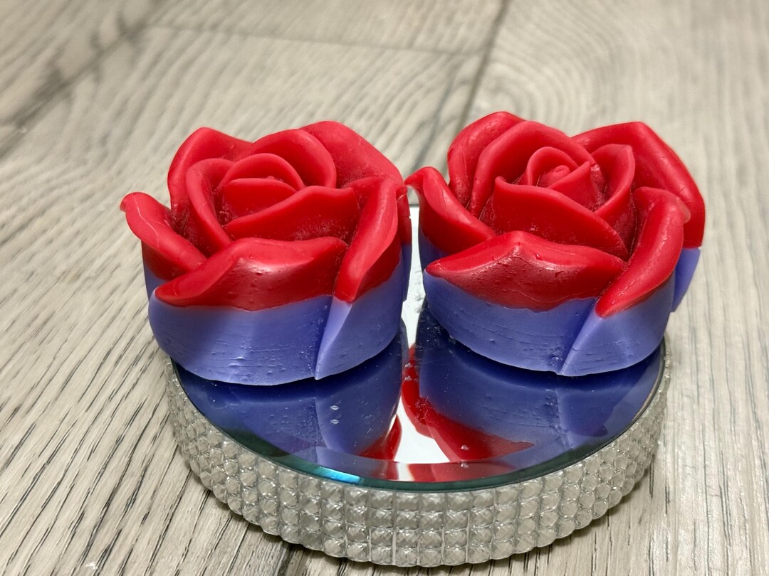 2 Large Beautiful Two-toned Roses, Blue and Red Infused With Delicious ...