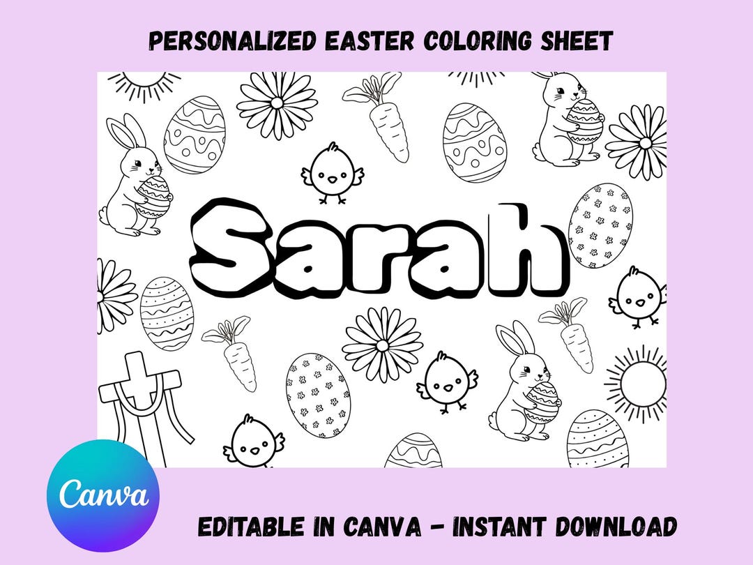 Editable Easter Name Coloring Page | Personalized Kids Coloring Sheet ...