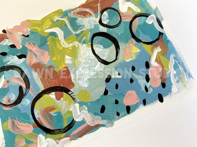 Original Abstract Acrylic Painting on Paper, Small Abstract Art ...