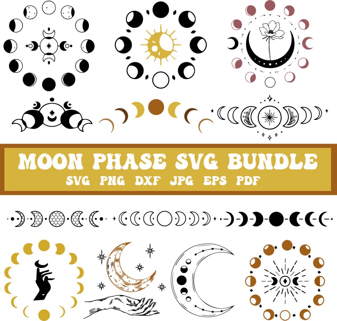 Moon Cycle PNG- Witchy Moon SVG- Crescent Moon DXF- Moon Cycle Project ...