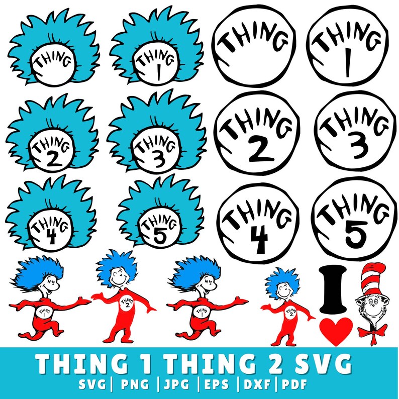 Thing 1 Thing 2 PNG- Things Cut Files- Digital File(png,jpg,svg,pdf,eps ...