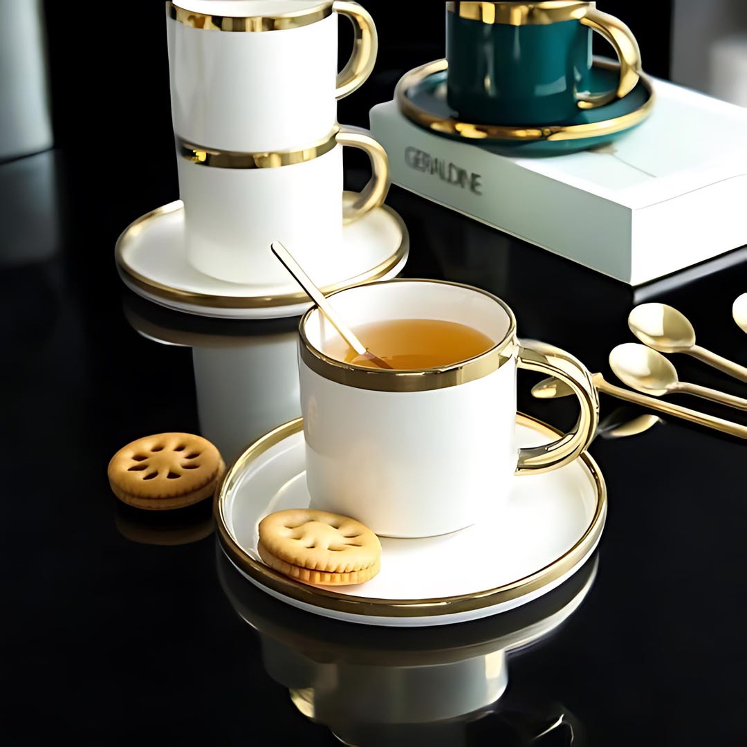 Ceramic Mugs for Men European Luxury Handmade Coffee Cup Green Glazed ...