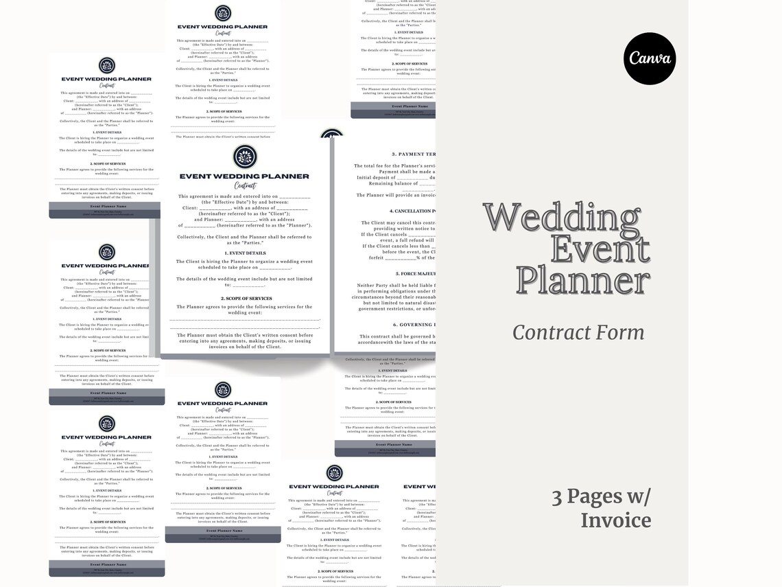 Event Planner Contract Wedding Planning Agreement Party Planner Client ...