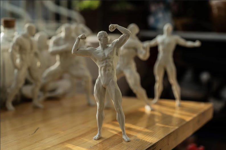 3D Printed Resin Muscular Man Statuette - Symbol of Strength and ...