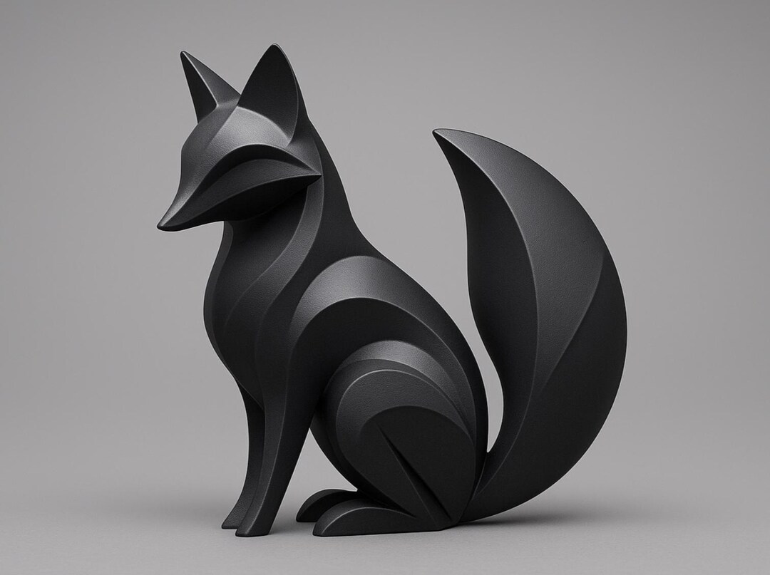 Decorative 3D Resin Fox – Modern White, Black, and Gray Figurine - Etsy