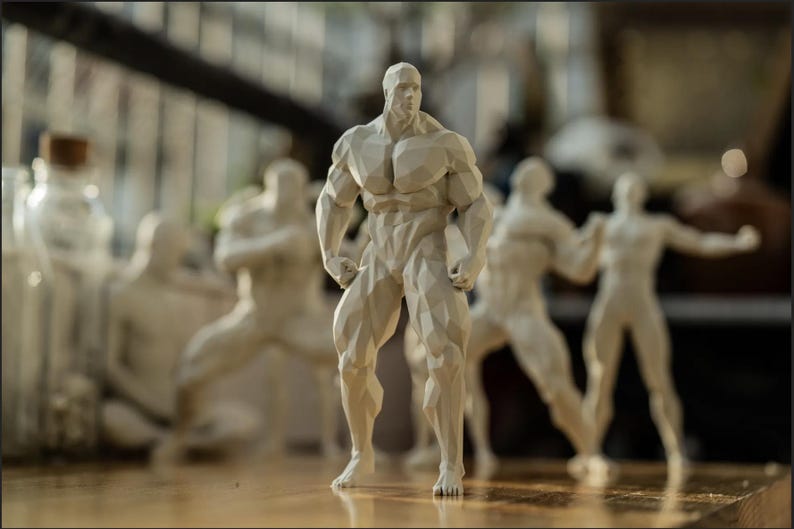 3D Printed Resin Muscle Man Statuette – Fitness Sculpture, Bodybuilder ...