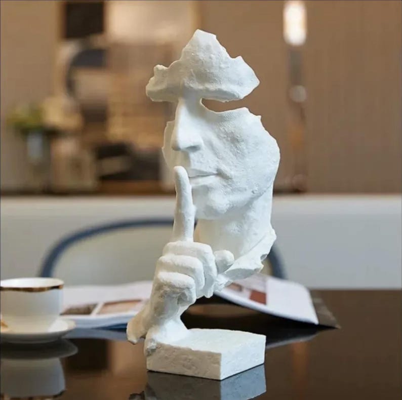 3D Printed Resin Silent Face Statue – Modern Home Decor Sculpture ...