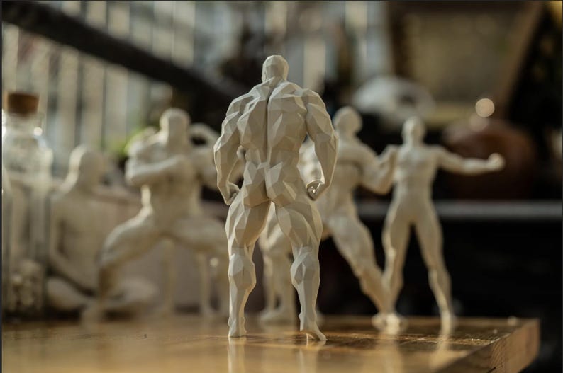 3D Printed Resin Muscle Man Statuette – Fitness Sculpture, Bodybuilder ...
