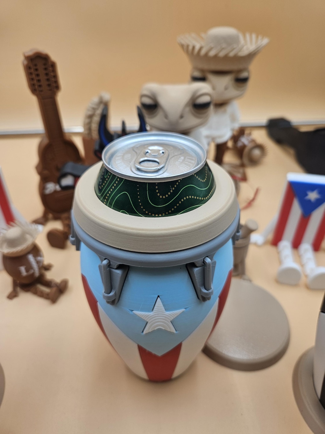 3D Printed Conga Can Holder – Puerto Rican Flag Drink Tumbler– 12oz Can ...