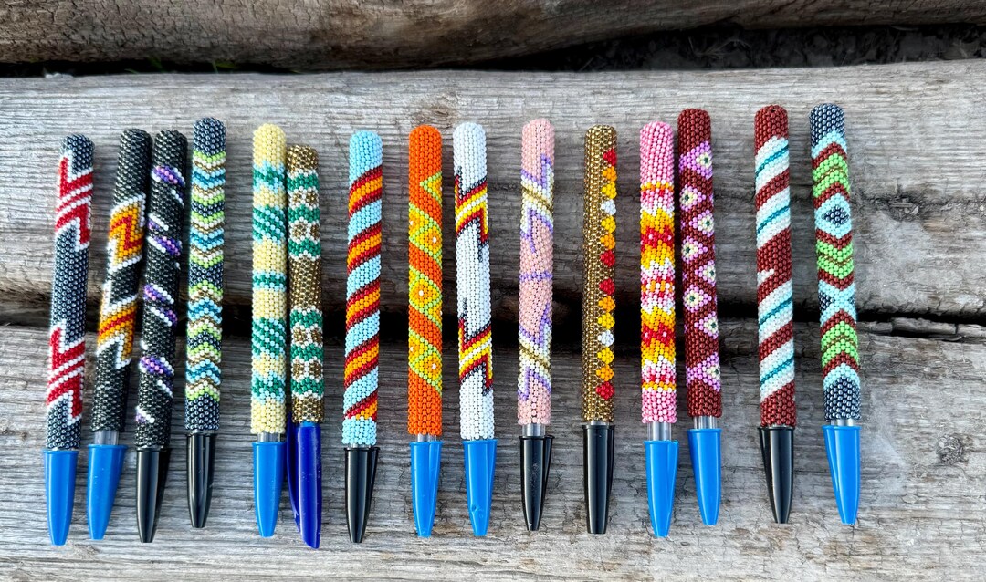 Handmade Beaded Pen Cover - Native American Peyote Stitch - Etsy