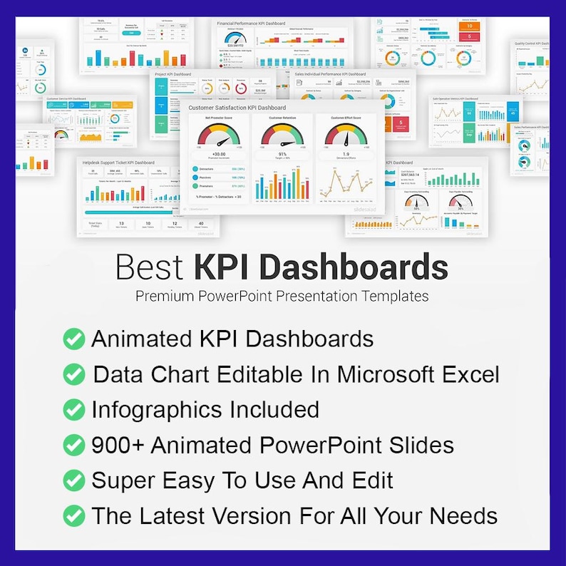 900 Animated Microsoft Powerpoint Multipurpose KPI Data Charts ...