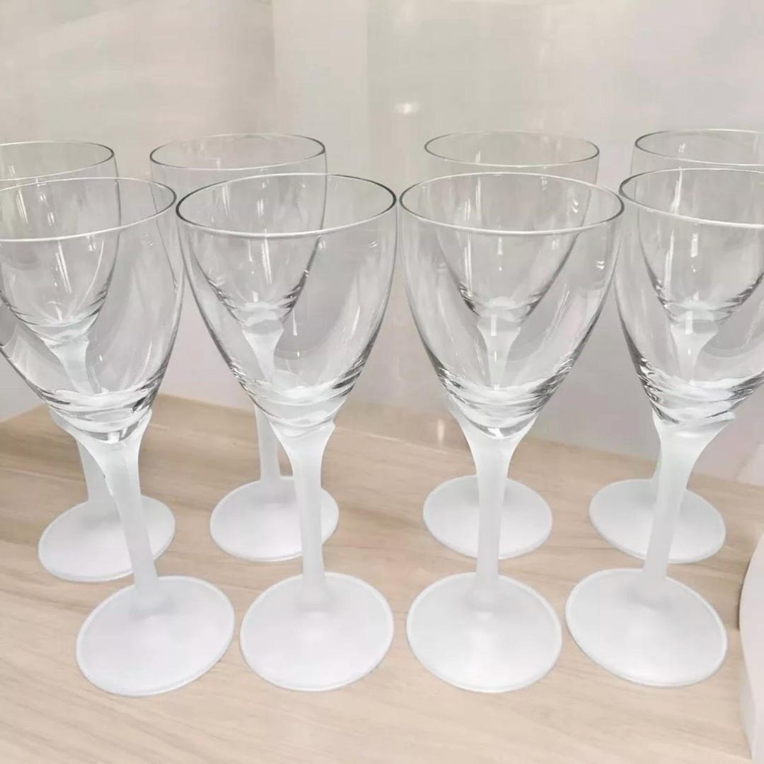 Mikasa (set of 8) Vintage Alexandra Crystal Wine Glasses Frosted Flower ...