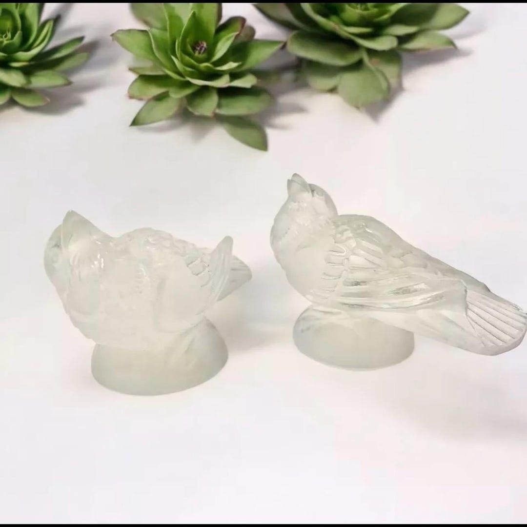 Vintage Czech Barolac Weil Satin Frosted Art Glass Bird Figurines ...