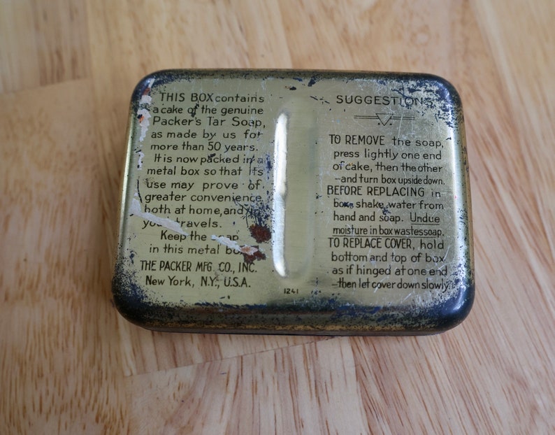 Vintage, Rustic Packers Tar Soap Tin 1930s Great Graphics, Made in USA ...