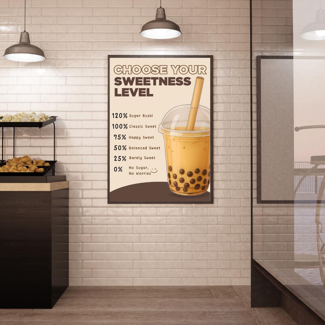 Bubble Tea Sweetness Chart Printable – Boba Drink Sugar Level Menu Sign ...