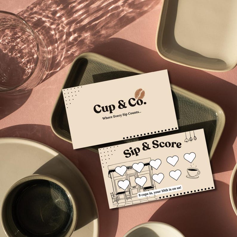 Cafe Loyalty Card Template – Editable Canva Punch Card for Coffee Shops ...
