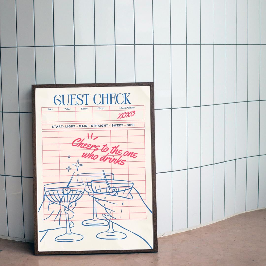 Guest Check 3 Piece Wall Art Set | Bold Bar Digital Prints for ...