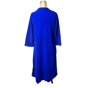 1970s Blue Velour Robe With Embroidery and Mandarin Collar Size M/L - Etsy