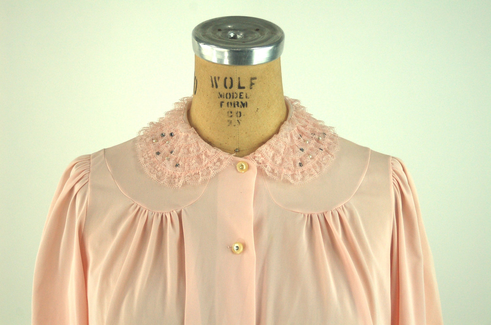 1950s Pink Bed Jacket With Lace Collar and Rhinestones Nylon - Etsy