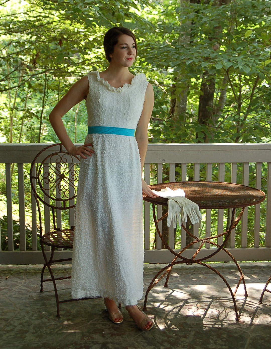 1960s Lace Dress, White Lace Dress, Long White , Sheath Dress, Gown ...