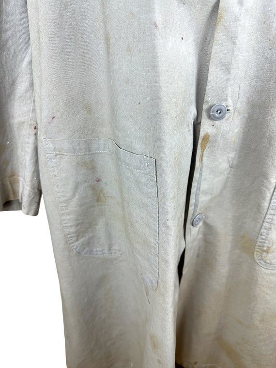 1950s 60s gray duster coat workwear protective jacket… - Gem