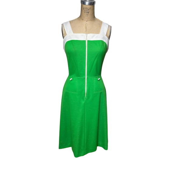 1960s/70s green color blocked mod dress by Melissa La… - Gem