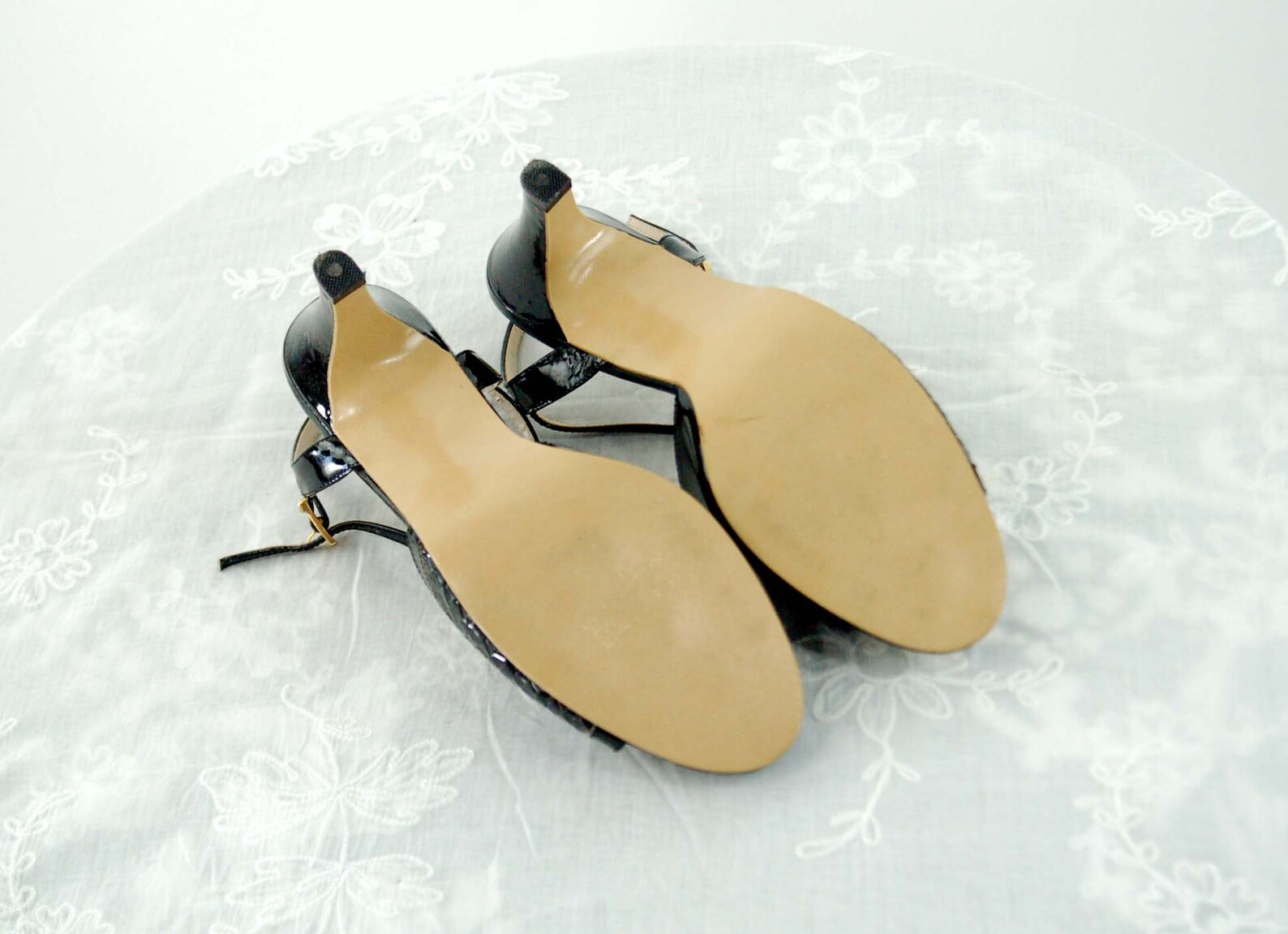 1980s Black Patent Leather Woven Slingback Peep Toe Sandals by - Etsy