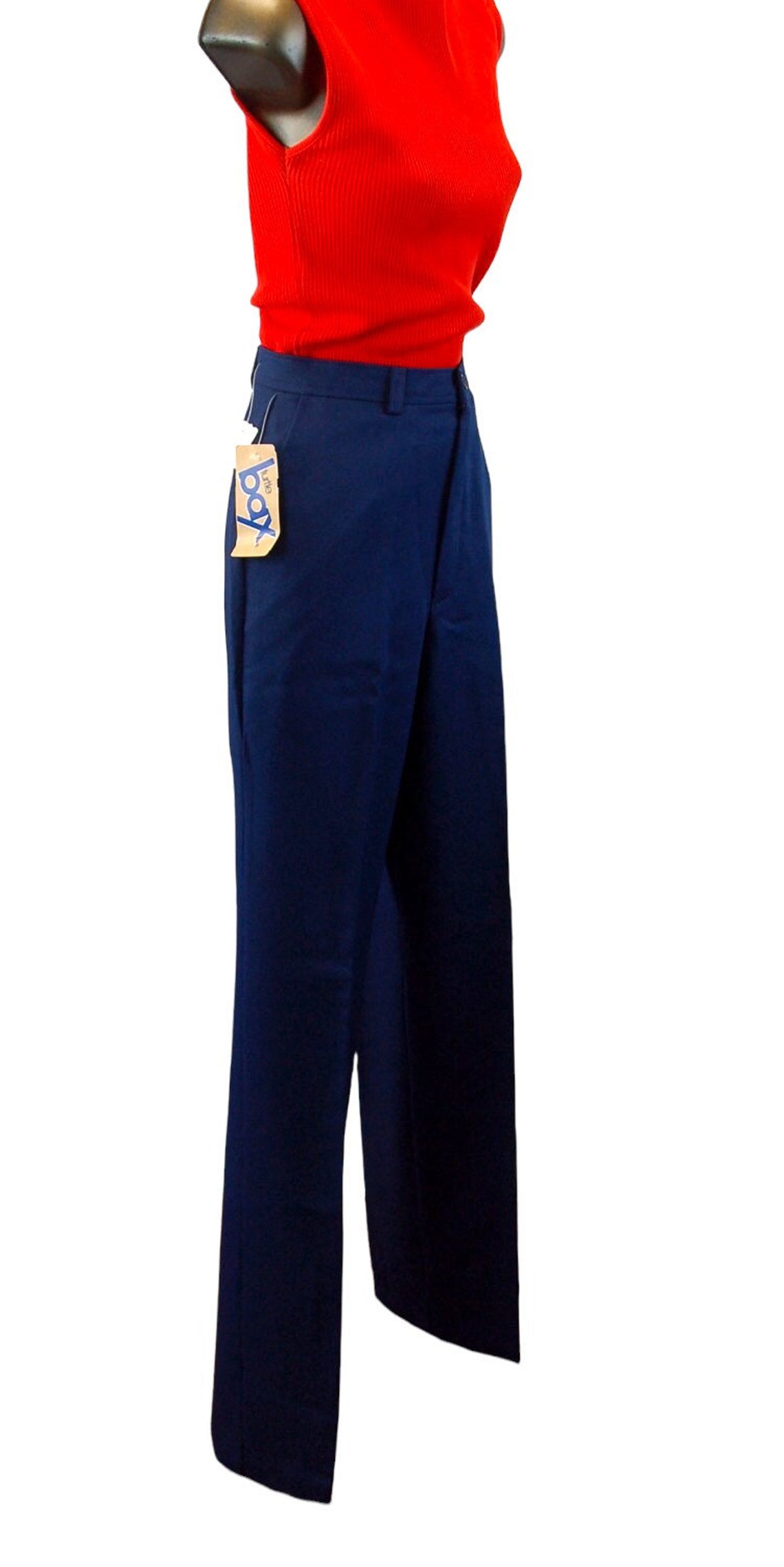 1970s High Waist Pants Polyester Pants New Old Stock NOS Navy Blue ...