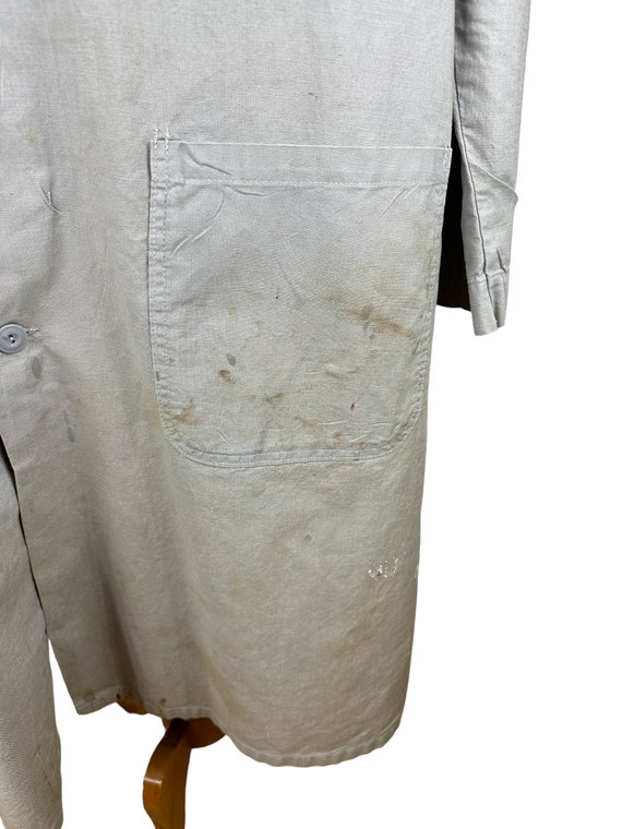 1950s 60s gray duster coat workwear protective jacket… - Gem