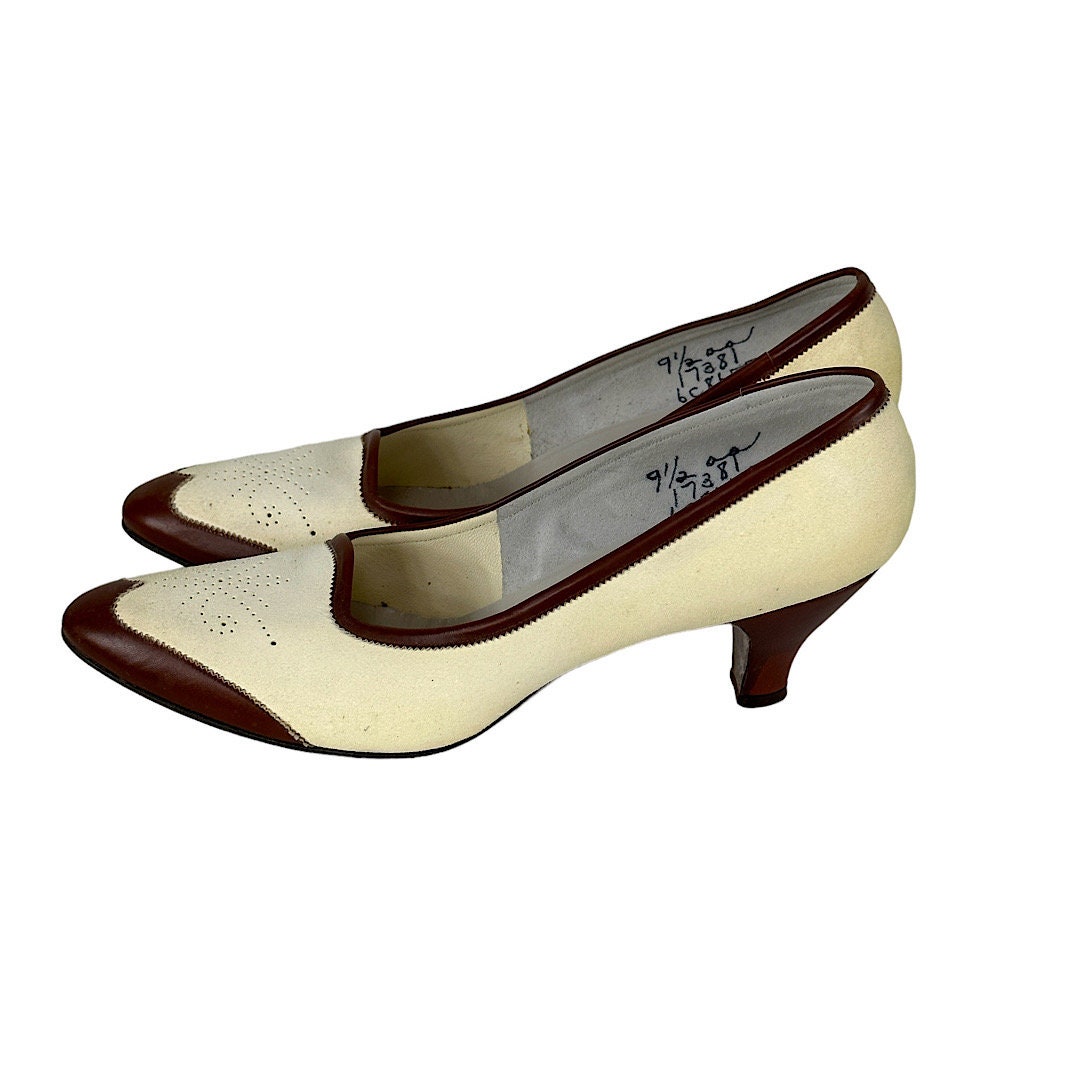 1960s Spectator Heels by Fox Two Tone Leather Size 9 1/2 - Etsy
