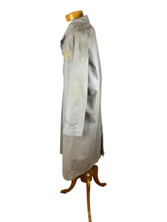 1950s 60s gray duster coat workwear protective jacket… - Gem
