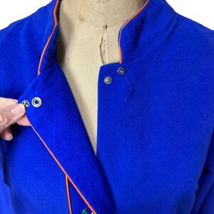 1970s Blue Velour Robe With Embroidery and Mandarin Collar Size M/L - Etsy