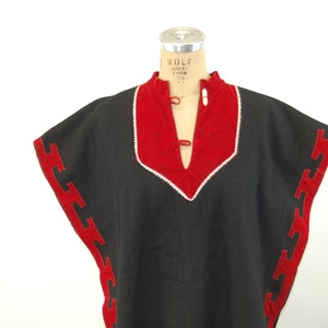 Mayan Poncho Black Red Wool Guatamalan Coat Wrap Ethnic Poncho One Size ...
