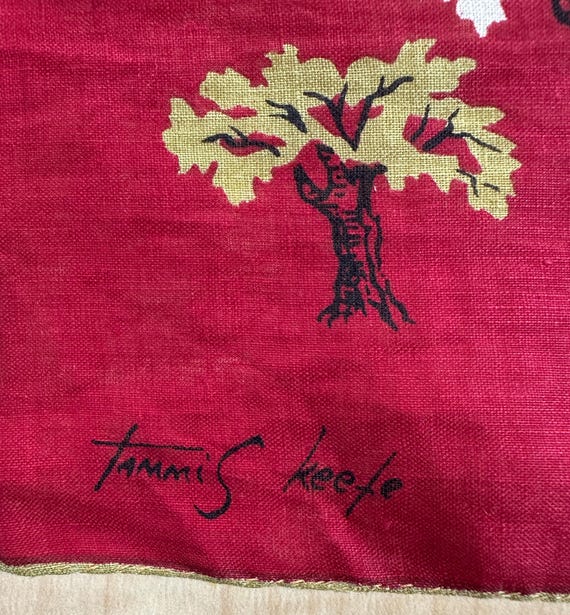 1950s Tammis Keefe handkerchief featuring trees in ev… - Gem