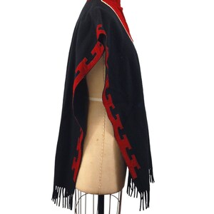 Mayan Poncho Black Red Wool Guatamalan Coat Wrap Ethnic Poncho One Size ...