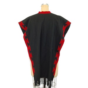 Mayan Poncho Black Red Wool Guatamalan Coat Wrap Ethnic Poncho One Size ...